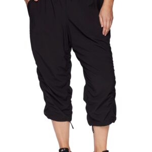 RBX Women's Plus Size Lightweight Woven Drawstring Capri Pant Jet Black 3X