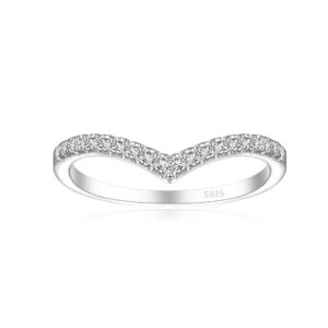 jalokivi 2mm 925 sterling silver eternitys ring for women chevron cubic zirconia half eternity wedding bands size 10