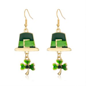 st patricks day lucky charm blessed hat clover earrings saint patrick's gift