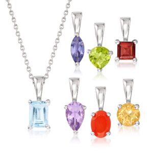 ross-simons 7.00 ct. t.w. multi-gem jewelry set: necklace and 7 pendants in sterling silver. 16.5 inches