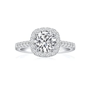 jalokivi 1.2ct 925 sterling silver engagement rings for women cushion cut halo cubic zirconia promise rings for her size 7