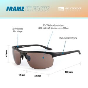 Sundog Eyewear Premium Sunglasses for Men - HAWK - UV Protection Featured Lens Technology - Great Fit for Golf, Fishing, Fashion, Hiking, Beach, Aviator, Driving Glasses - Matte Black Aluminum/Brown