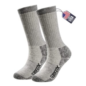 samsox merino wool boot socks, made in usa heavyweight with full cushion, bozeman xl