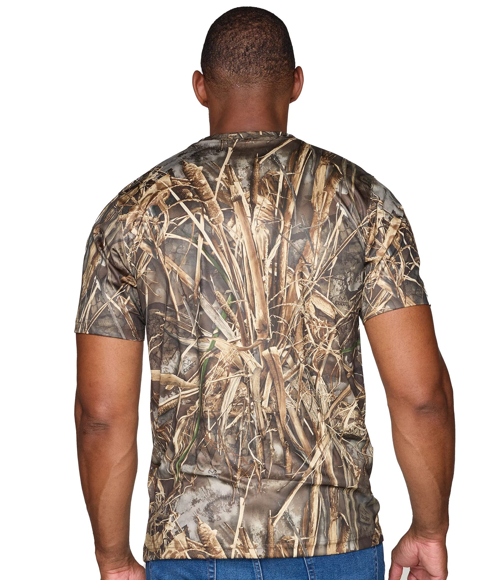 Realtree Men's Essential Camo Lightweight Performance Short Sleeve Shirt (RT MAX-7, Large)