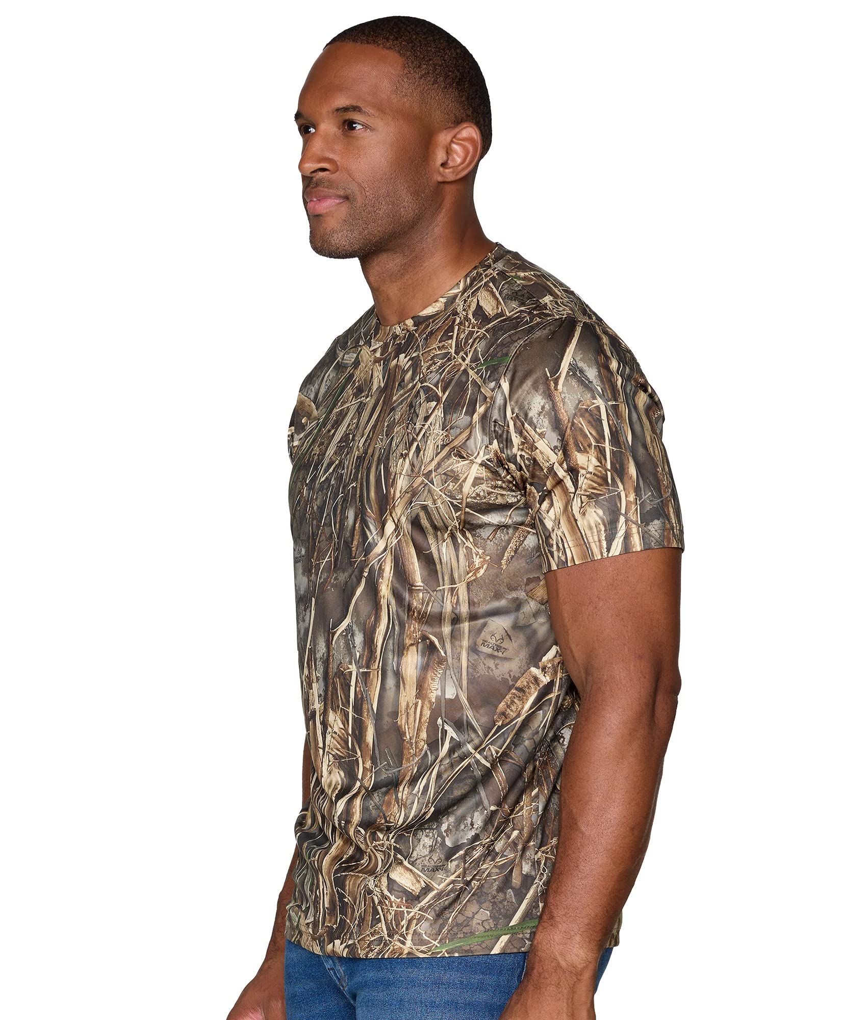 Realtree Men's Essential Camo Lightweight Performance Short Sleeve Shirt (RT MAX-7, Large)