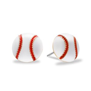 smilebelle baseball earrings for women, sterling silver baseball stud earrings for baseball mom hypoallergenic sports earrings for sport fans baseball party jewelry or birthday gifts