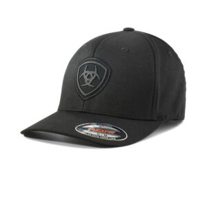 mf western products ariat flexfit black shield cap black s/m