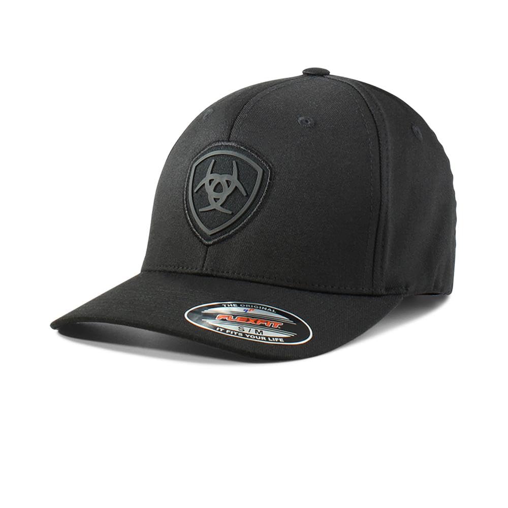 Mf Western Products Ariat Flexfit Black Shield Cap Black S/M