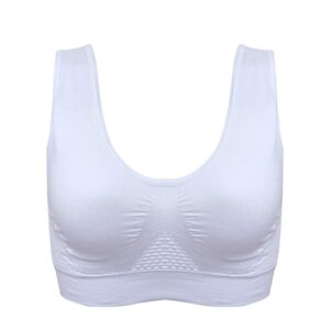 Womens Comfort Sports Bra Seamless Wide Strap Workout Yoga Bra Breathable Stretch Everyday Bra with Removable Pads S-6XL