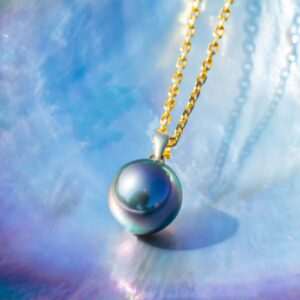 mihiarii Tahitian Black Pearl Necklace 18K Real Solid Yellow Gold Pendant 10MM Tahiti Natural Pearl Necklaces Birthday Anniversary Mothers Day Valentines Day Christmas Gifts for Mom Her Women