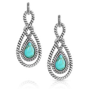 montana silversmiths western lifestyle turquoise post/stud earrings (bowline knot)