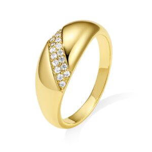 me&hz 18k gold plated cubic zirconia dome rings chunky statement rings for women stackable slim domed simple cz wedding band ring dainty aesthetic gold rings size 9