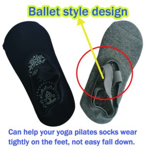 2 Pairs Yoga Socks Pilates Socks Non Slip Grip Socks for Women Pilates Ballet Barefoot Workout Non Slip Socks with Straps