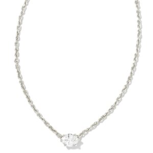 kendra scott cailin silver-plated brass pendant necklace in white crystal, fashion jewelry for women