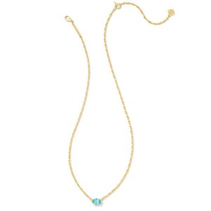 Kendra Scott Cailin 14k Gold-Plated Brass Pendant Necklace in Aqua Crystal, Fashion Jewelry for Women