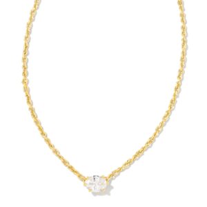 kendra scott cailin 14k gold-plated brass pendant necklace in white crystal, fashion jewelry for women