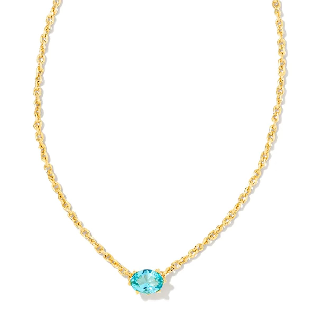 Kendra Scott Cailin 14k Gold-Plated Brass Pendant Necklace in Aqua Crystal, Fashion Jewelry for Women