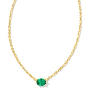 kendra scott cailin 14k gold-plated pendant necklace in green crystal, fashion jewelry for women