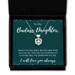 Necklace Gifts for Daughters From Mothers, Daughter Necklace, To My Badass Daughter Necklace From Dad, Daughter Birthday Jewelry, Daughter College Gift