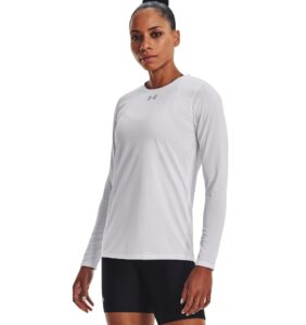 under armour men's team tech loose white long sleeve t-shirt (l)