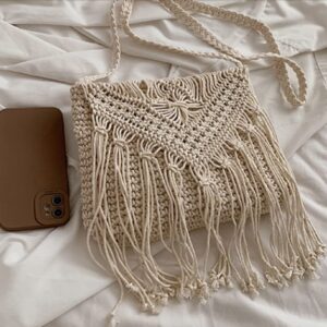 Crossbody Bag Purse Women Cute Hobo Bag Satchel Bag Summer Beach Bag Knit Bag Shoulder Bag Tassels Crochet Tote Handbags