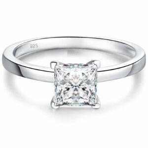 sheloves solitaire princess cut cubic zirconia wedding engagement rings for women 925 sterling silver sz 5