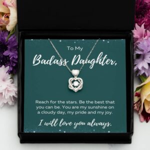 Necklace Gifts for Daughters From Mothers, Daughter Necklace, To My Badass Daughter Necklace From Dad, Daughter Birthday Jewelry, Daughter College Gift