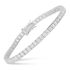 queen jewels 925 sterling silver bracelets for women | princess-cut cubic zirconia tennis bracelets for women | silver jewelry bangle bracelets for women | sterling silver women's bracelet 7.25 inches