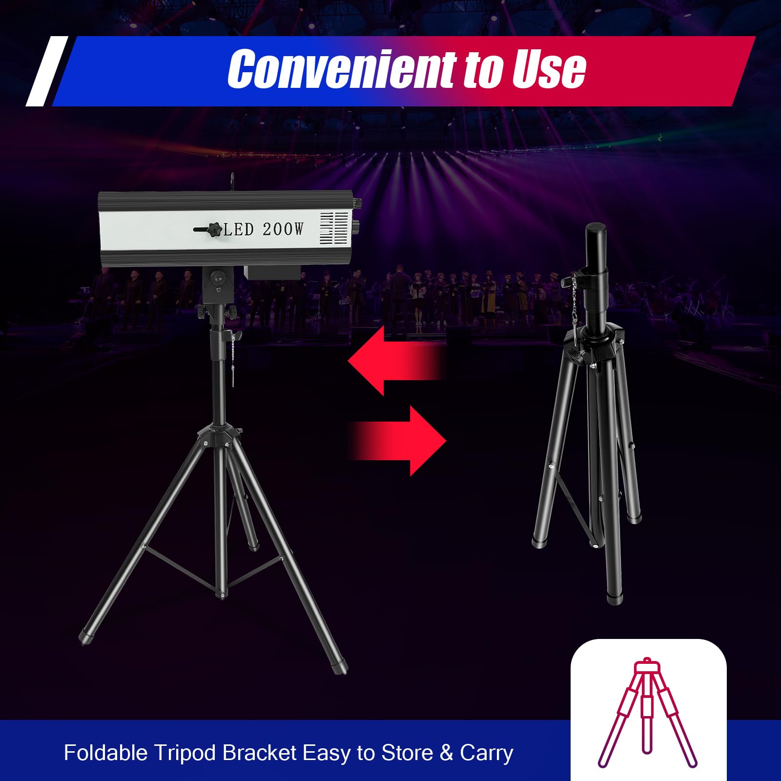 DJ Led Lighting Follow Spot 200W LED Follow Spotlight with Tripod Stand Stage Follow Spot Light Manual Control for Disco Party Clubs Stage Effect