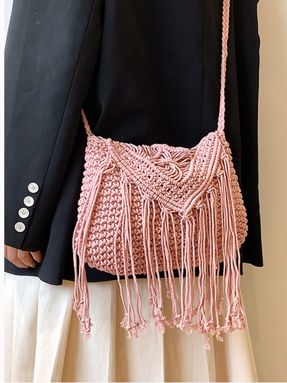 Crossbody Bag Purse Women Cute Hobo Bag Satchel Bag Summer Beach Bag Knit Bag Shoulder Bag Tassels Crochet Tote Handbags