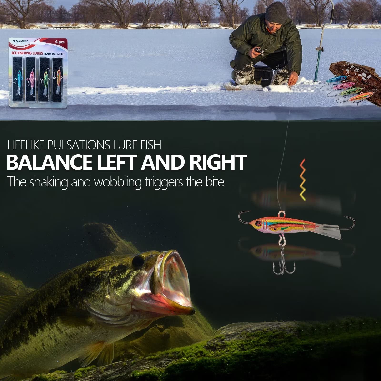 THKFISH Ice Fishing Jigs Vertical Jigs Kit Ice Fishing Tackle A-10g+D-21g