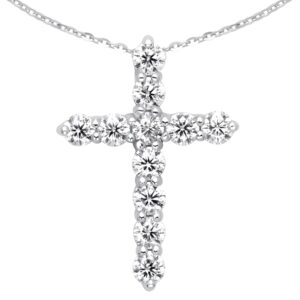 sheborn cross necklace for women, moissanite necklace cross pendant for women with 925 sterling silver chain