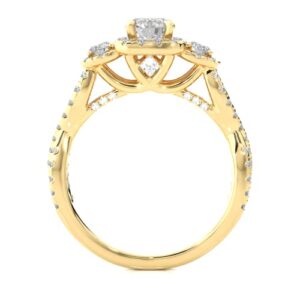 FACETS JEWELS 2.60 Carat Full white Moissanite Diamond Three Stone Engagement And Wedding Ring For Women in Solitaire With Assets Shape In- 10K Solid Yellow Gold Size 6.5