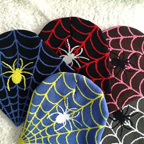 Dicusph Y2K Gothic Spider Pattern Wool Acrylic Knitted Hat Women Beanie Winter Warm Beanies Men Casual Skullies Outdoor (Pink,Medium)