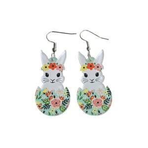 acrylic easter basket eggs bunny rabbit earrings drop dangle gifts jewelry for women funny party decoration -style c