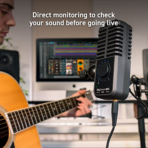 IK Multimedia iRig Stream Mic Pro Microphone with Integrated Audio Interface for iPhone, iPad, Android, USB Computer, Perfect for Podcast, Singing, Recording and Gaming