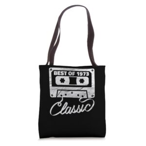 vintage 1973 limited edition cassette tape 50th birthday tote bag