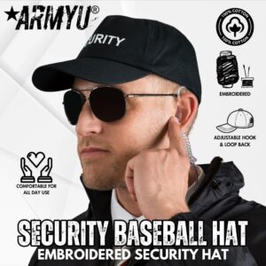 Army Universe Security Structured Adjustable Hat Six Panel Mid Profile Uniform Guard Officer Baseball Cap (Navy Blue with White Text)