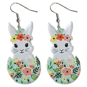 colorful acrylic easter bunny rabbit egg dangle drop earrings mushroom basket for women handmade holiday festival animal jewelry-d