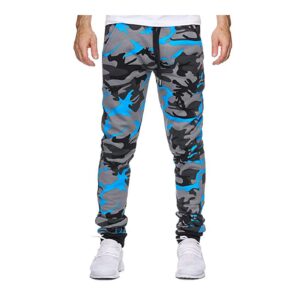 mens clothes,spring fashion big and tall personality casual camouflage bandage multi pocket jogger sweatpants lounge loose slim fit workout sport trousers camo pants(00607blue,medium)