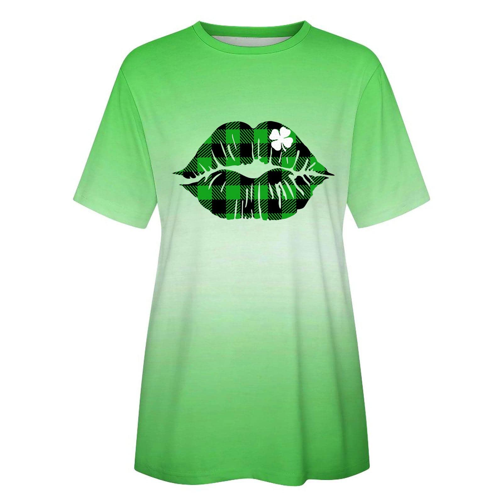 CGGMVCG St Patricks Day Shirt Women Women's Cute Shirt Shirt Top Short Sleeve Casual Print T Shirt Green Shirts for Women, V, L