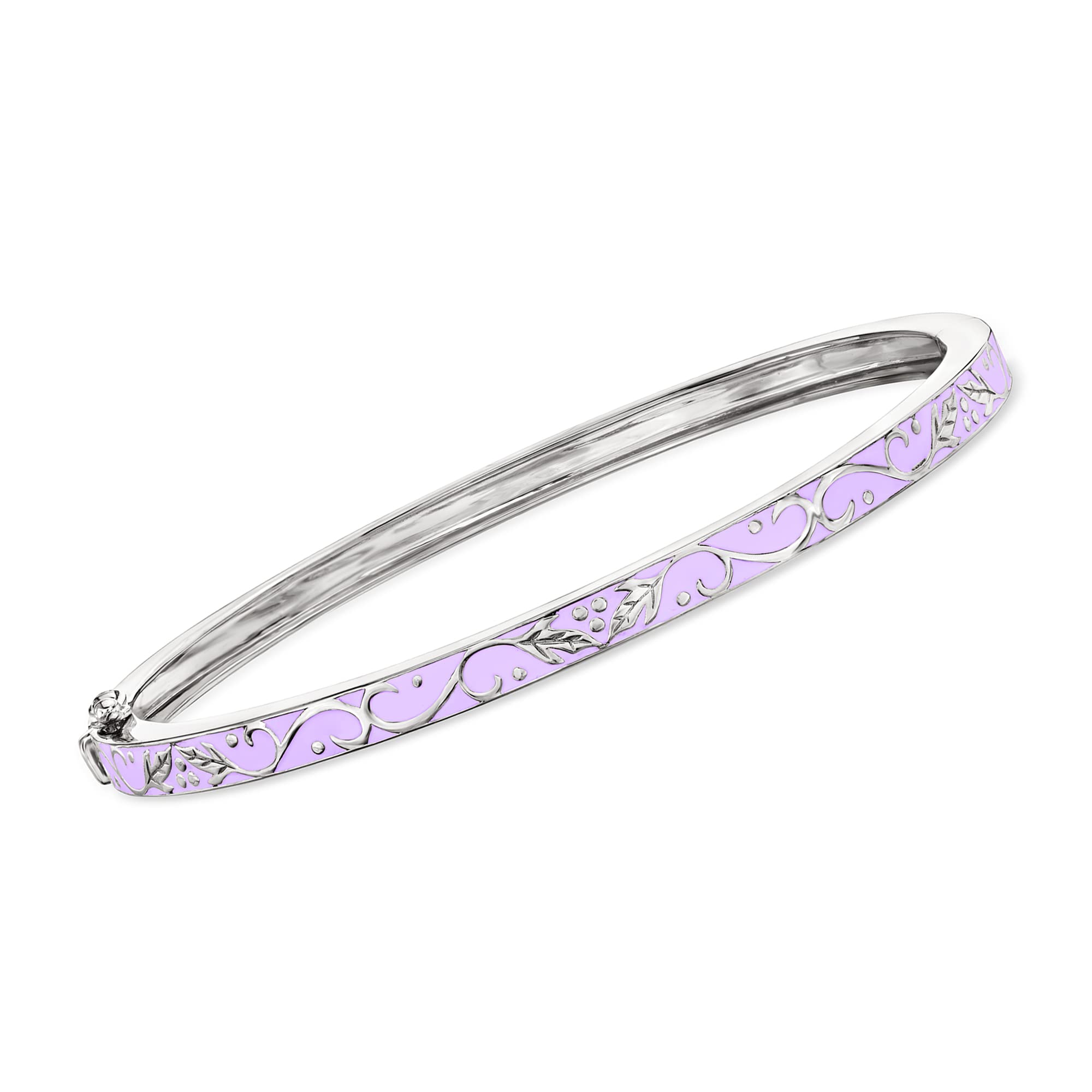 Ross-Simons Purple Enamel Bangle Bracelet in Sterling Silver. 8 inches