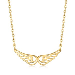 ross-simons italian 14kt yellow gold angel wings necklace. 16 inches