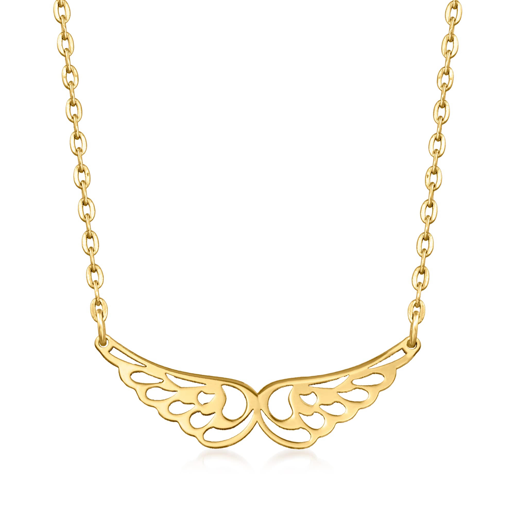 Ross-Simons Italian 14kt Yellow Gold Angel Wings Necklace. 16 inches