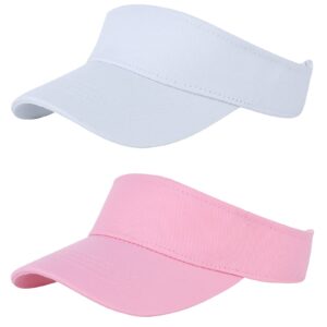 kids sun visor hat toddler baseball hats adjustable uv protection summer outdoor sports caps for girls boys 6-10 years old white&pink 6-10 t