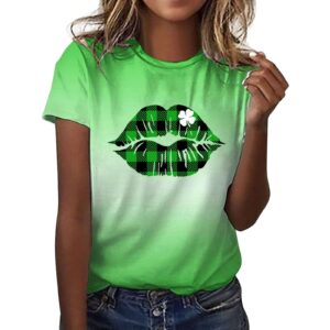 cggmvcg st patricks day shirt women women's cute shirt shirt top short sleeve casual print t shirt green shirts for women, v, l