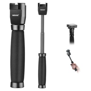 neewer 8.7"/22cm telescoping interview mic handle for wireless go, lavalier video microphone handheld adapter with cold shoes compatible with rode wireless go ii dji mic cm22, ms003