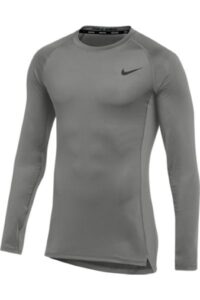 nike mens pro fitted long sleeve training tee (large, grey)