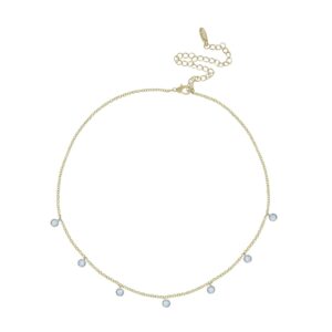 ettika choker necklace for women. fine tune blue opal 18k gold plated necklace. fashion jewelry