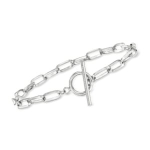 ross-simons sterling silver paper clip link toggle bracelet. 7 inches